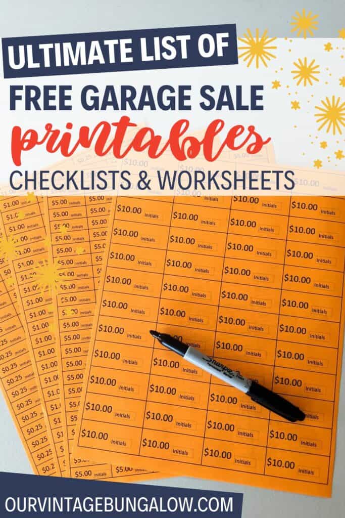 Ultimate List of Free Garage Sale Printables, Checklists and Worksheets ...