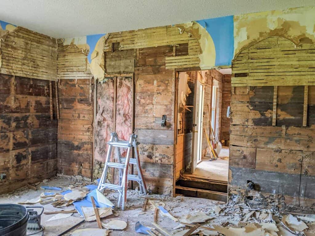 Tearing out Farmhouse Wall and Ceiling Lath and Plaster · Our Vintage ...